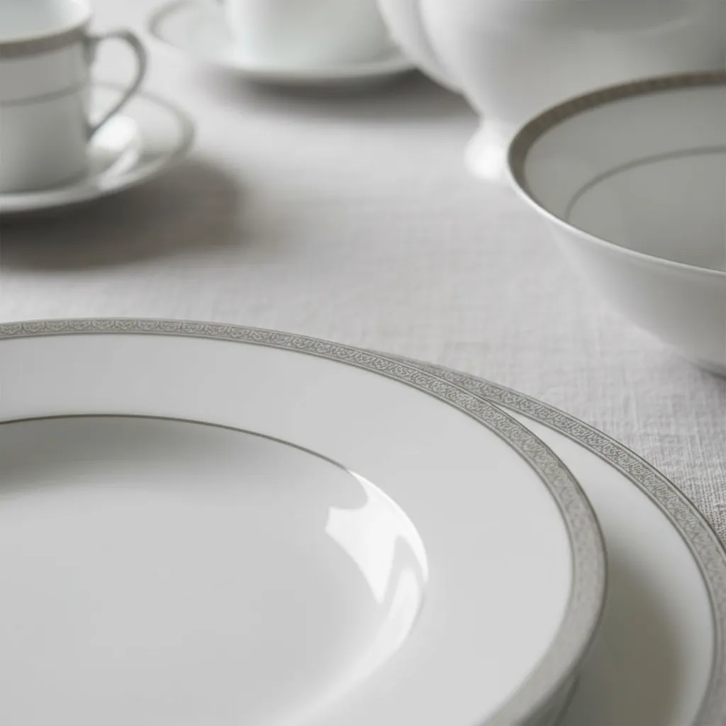 Vajilla De Porcelana Premium Silver Elegante 58 Pzas – Ambient 21