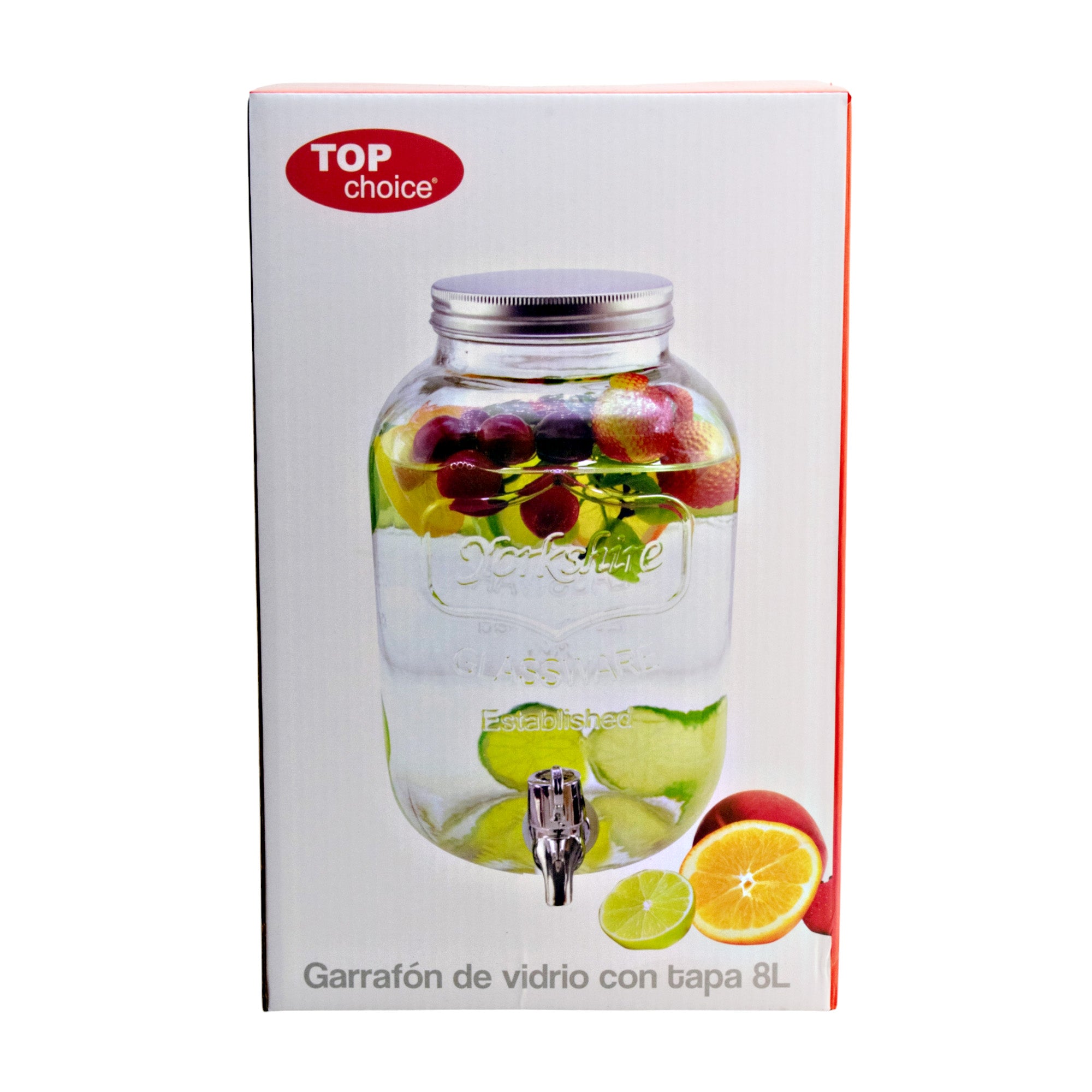 Garrafón/Dispensador de Vidrio con Tapa 8 L – Top Choice – Ambient 21