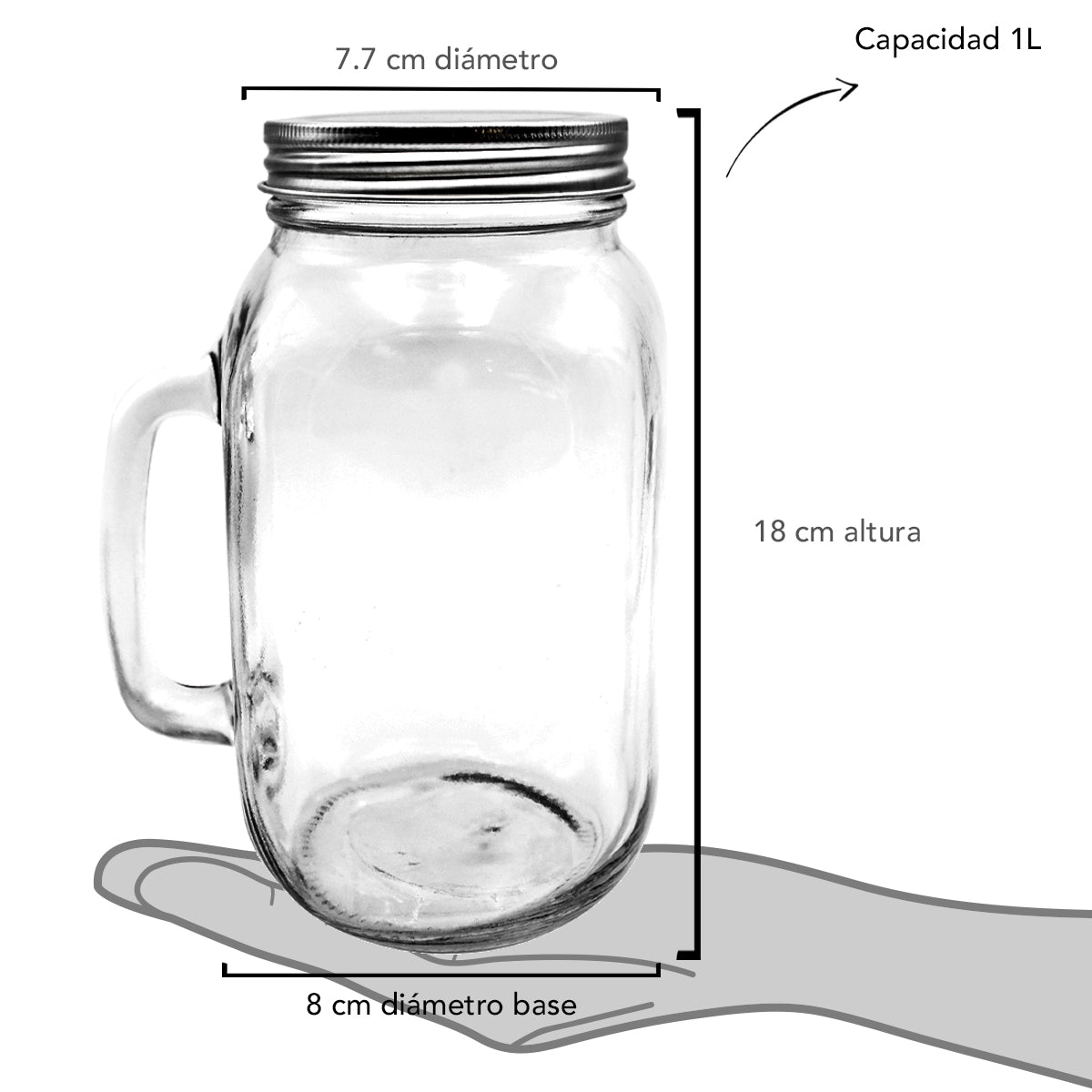 Juego de Frascos de Vidrio con Tapa Top Choice Mason Jar 1Lt 2/6/12pzs ...
